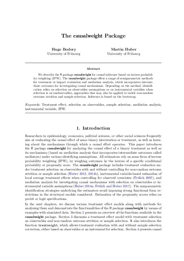 (PDF) causalweight - an R package for causal inference based on inverse ...