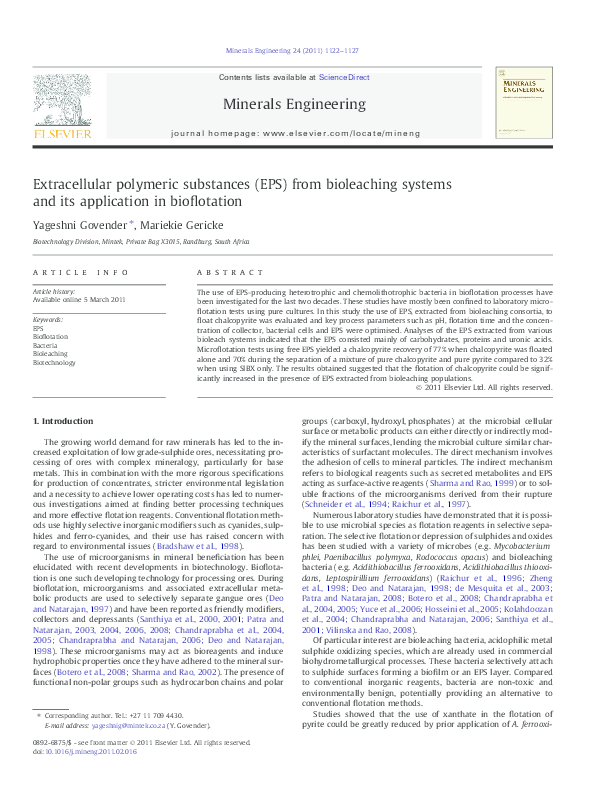 (PDF) Extracellular polymeric substances (EPS) from bioleaching systems and its application in ...
