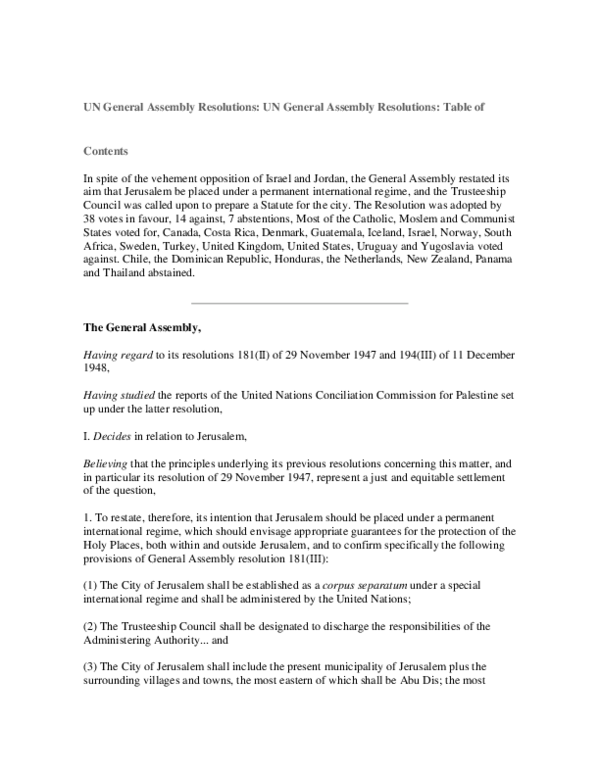 (DOC) UN General Assembly Resolutions