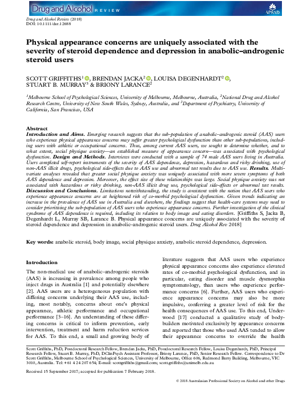 (PDF) Physical appearance concerns are uniquely associated with the ...