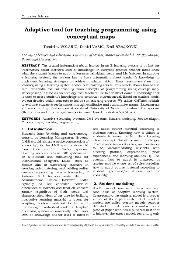 (PDF) Adaptive tool for teaching programming using conceptual maps