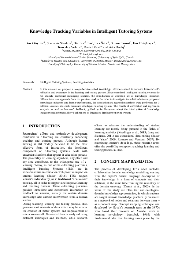 (PDF) Knowledge Tracking Variables in Intelligent Tutoring Systems