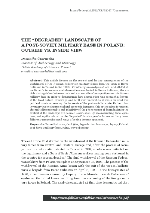 (PDF) THE " DEGRADED " LANDSCAPE OF A POST-SOVIET MILITARY BASE IN ...
