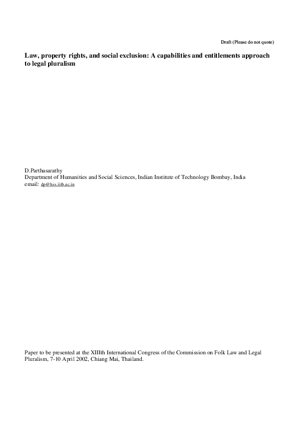 (PDF) Law, property rights, and social exclusion: A capabilities and ...