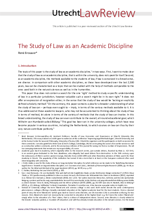 (PDF) Study of Law as an Academic Discipline (2017)
