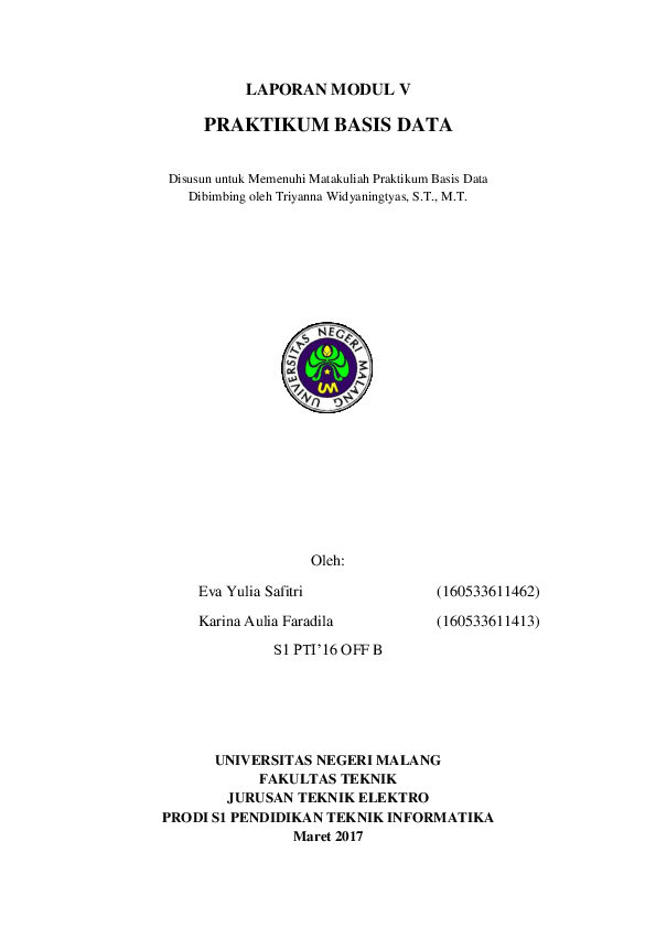 (PDF) LAPORAN PRAKTIKUM BASIS DATA MODUL 5 RELASI DAN JOIN