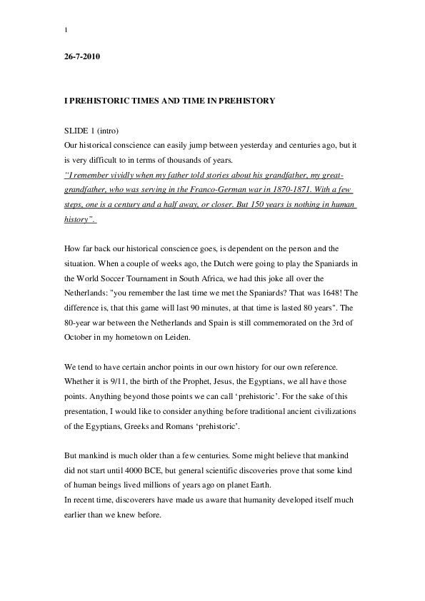 (PDF) Prehistoric times and time in prehistory