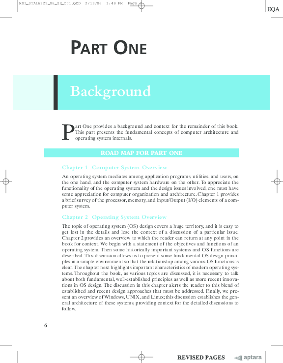 Pdf Road Map For Part One Chapter 1 Computer System Overview Chapter 2 Operating System Overview 7193