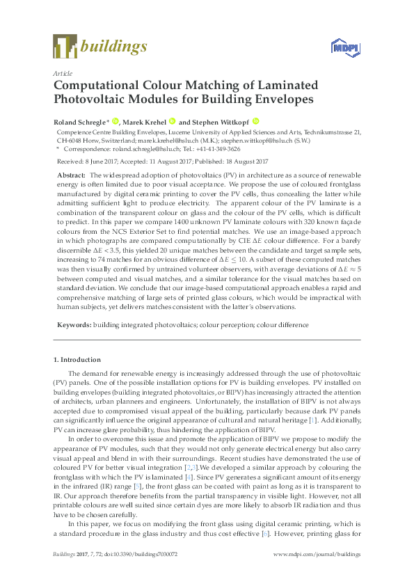 (PDF) Computational Colour Matching of Laminated Photovoltaic Modules ...