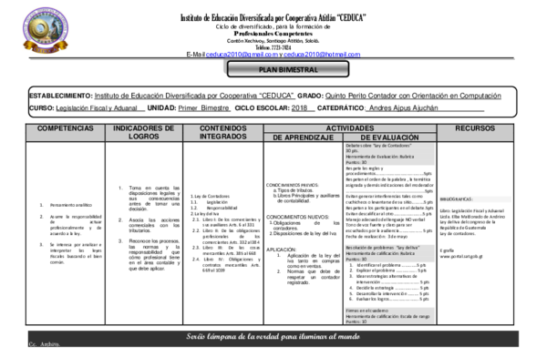 (DOC) Legislacion Fiscal y Aduanal, 1er.