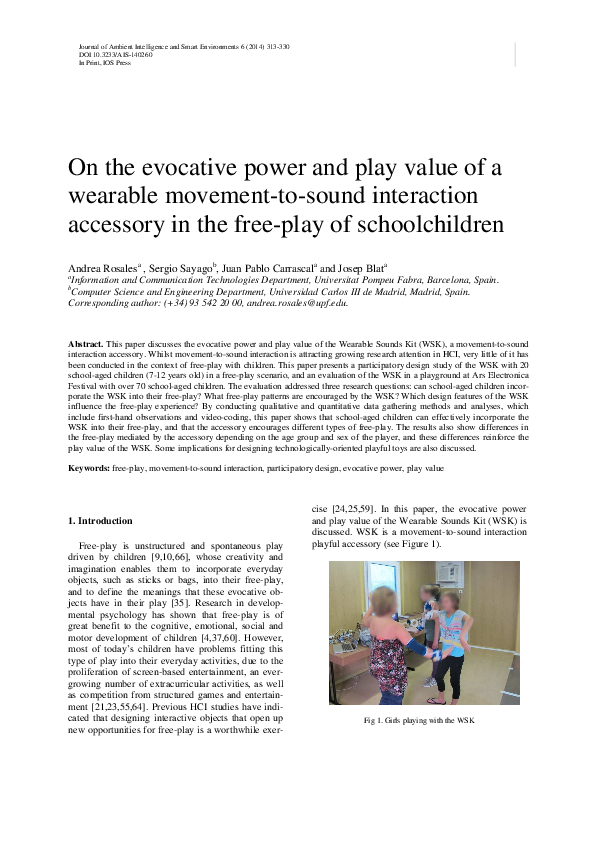 (PDF) On the evocative power and play value of a wearable movement-to ...