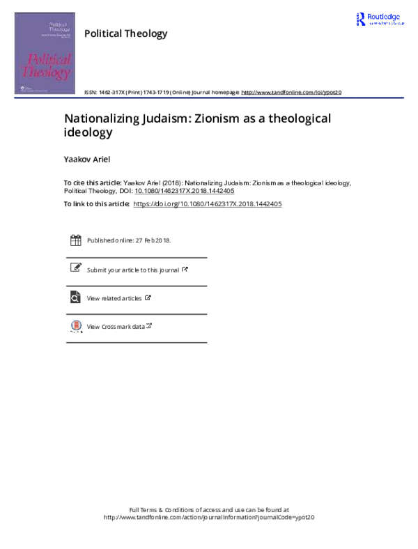 (PDF) Nationalizing Judaism: Zionism as a theological ideology