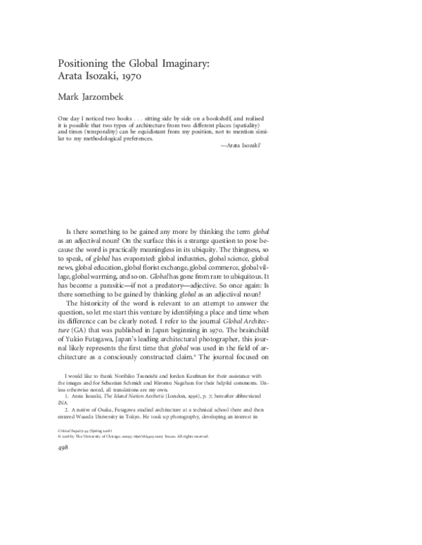 (PDF) Positioning the Global Imaginary: Arata Isozaki, 1970