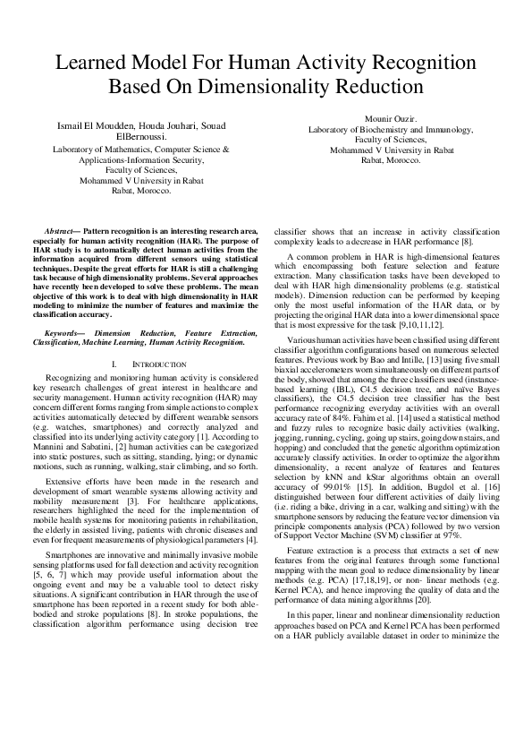 Pdf Learned Model For Human Activity Recognition Based On