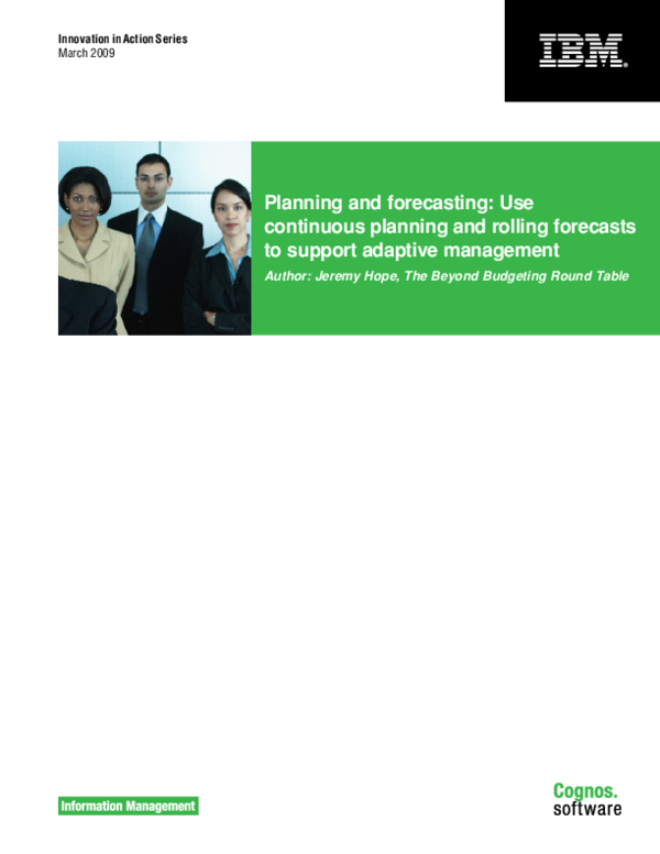 (PDF) Planning and forecasting: Use continuous planning and rolling ...