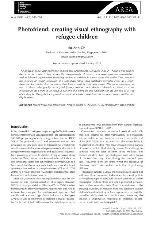 (PDF) Photofriend: creating visual ethnography with refugee children