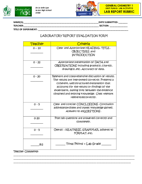 (PDF) LAB REPORT RUBRIC