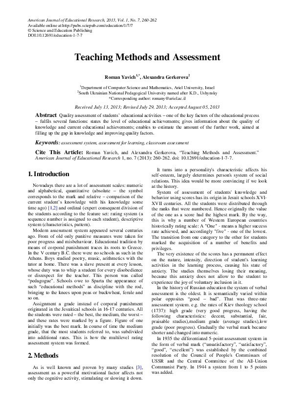(PDF) Teaching Methods and Assessment