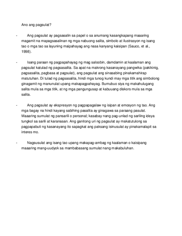 (DOC) Ano ang pagsulat