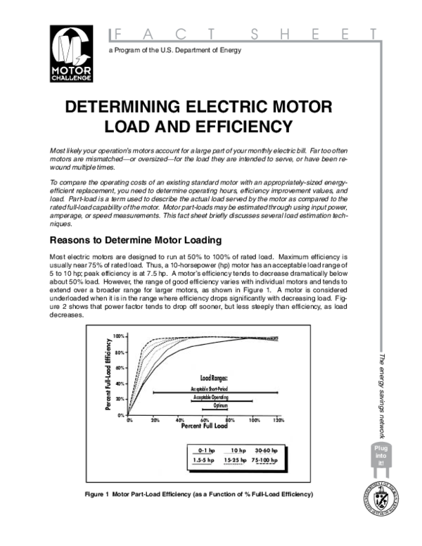 (PDF) Plug into it! DETERMINING ELECTRIC MOTOR LOAD AND EFFICIENCY
