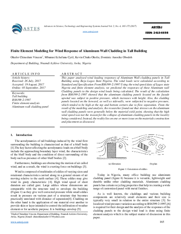 (PDF) Finite Element Modeling for Wind Response of Aluminum Wall Cladding in Tall Building