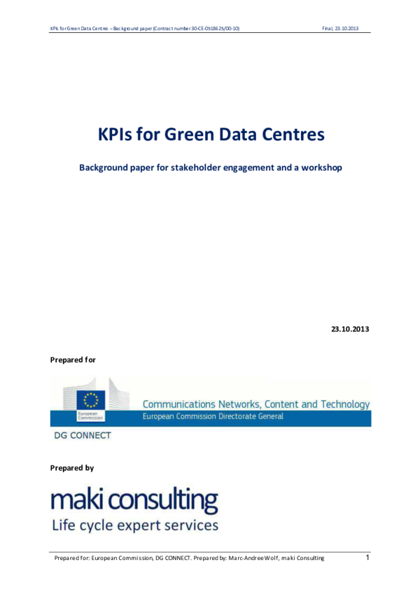 (PDF) KPIs for Green Data Centres Background paper for stakeholder ...