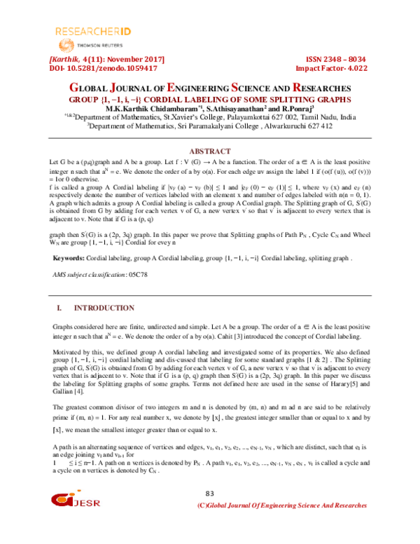 Group 1 −1 I −i Cordial Labeling Of Some Splitting Graphs