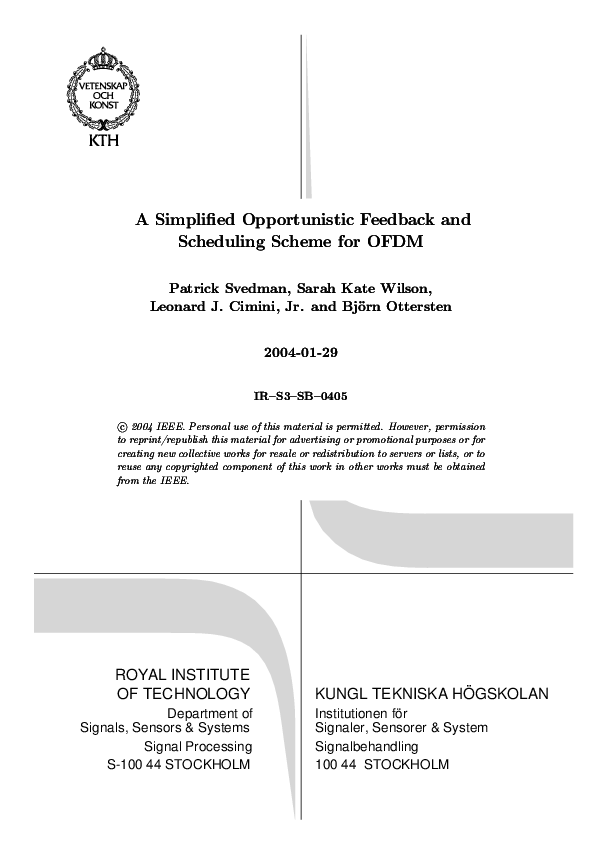 Pdf A Simplified Opportunistic Feedback And Scheduling Scheme For Ofdm