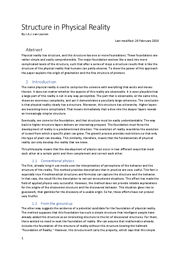 Structure in Physical Reality