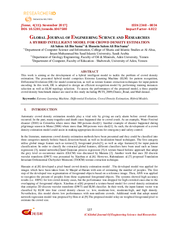 A Hybrid Intelligent Model For Crowd Density Estimation