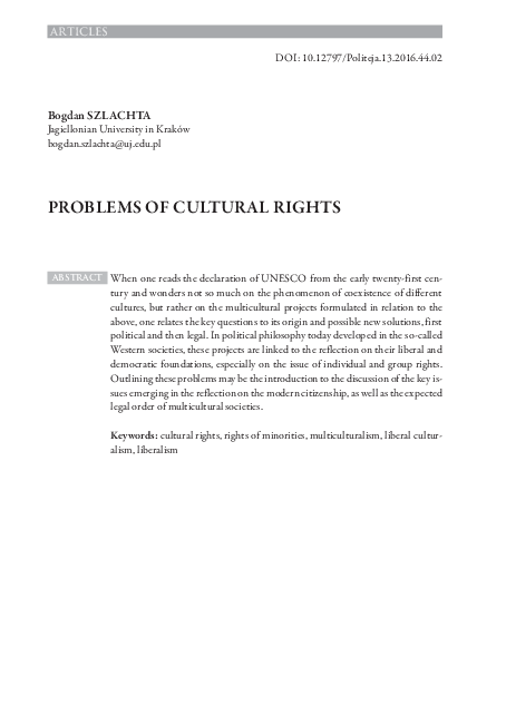 (PDF) Problems of cultural rights