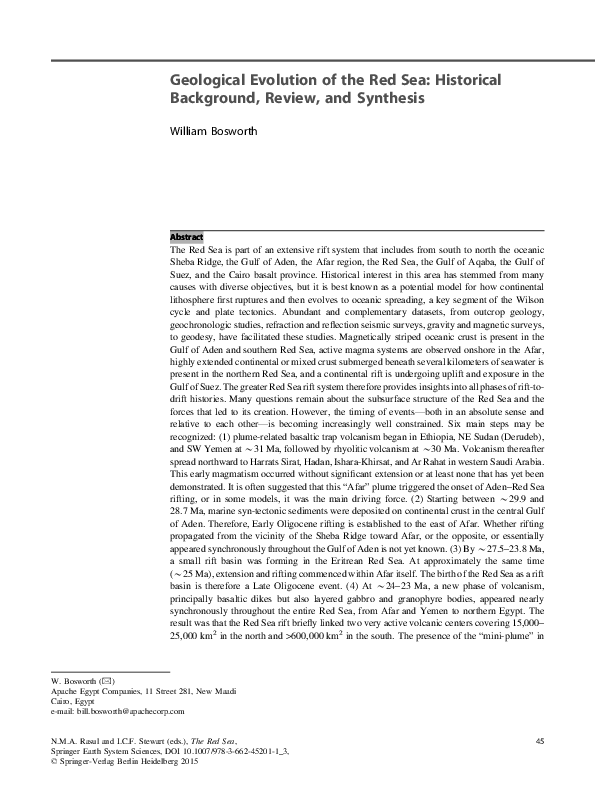 (PDF) Geological Evolution of the Red Sea: Historical Background ...