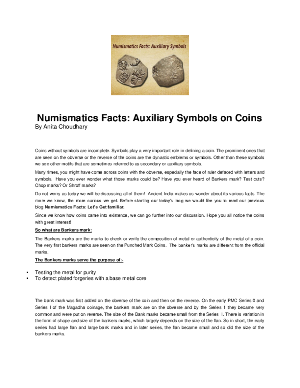 (DOC) Numismatics Facts: Auxiliary Symbols on Coins