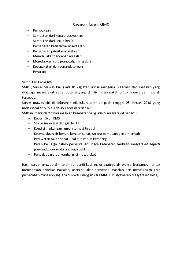 (DOC) Susunan Acara MMD