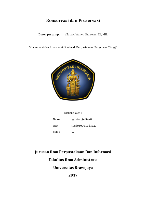 (DOC) Konservasi dan Preservasi