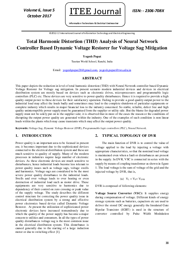 (PDF) Total Harmonic Distortion (THD) Analysis of Neural Network Controller Based Dynamic ...