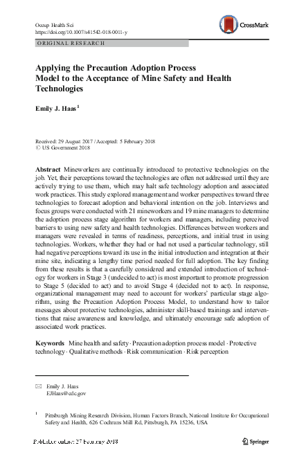 (PDF) Applying the Precaution Adoption Process Model to the Acceptance ...