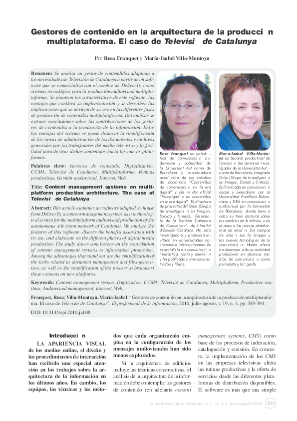 (PDF) Gestores de contenido en la arquitectura de la producción ...