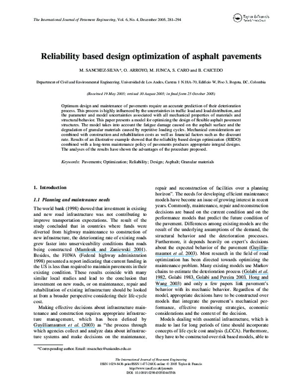 (PDF) Reliability based design optimization of asphalt pavements (PDF) Reliability based design optimization of asphalt pavements