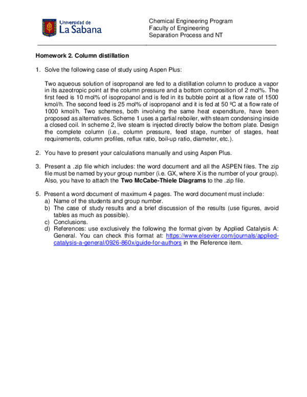 (PDF) Chemical Engineering Program Faculty of Engineering Separation ...