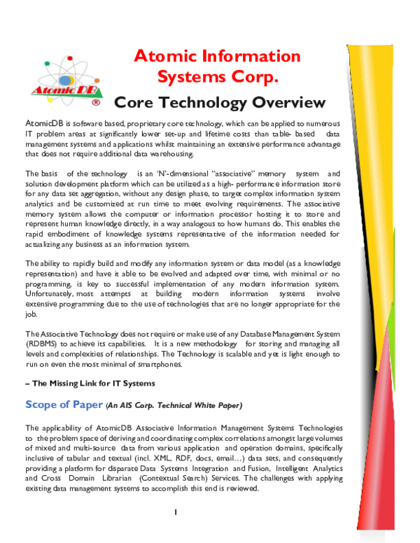 (PDF) AtomicDBCore Technology Overview