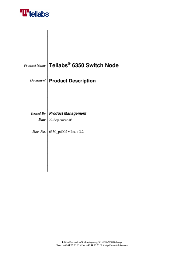 (PDF) Product Name Tellabs ® 6350 Switch Node