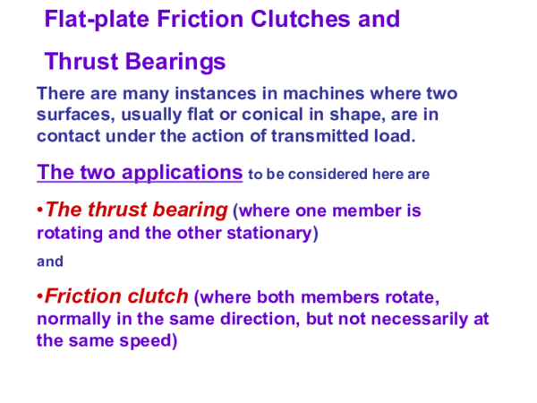 (PDF) Flat-plate Friction Clutches and Thrust Bearings