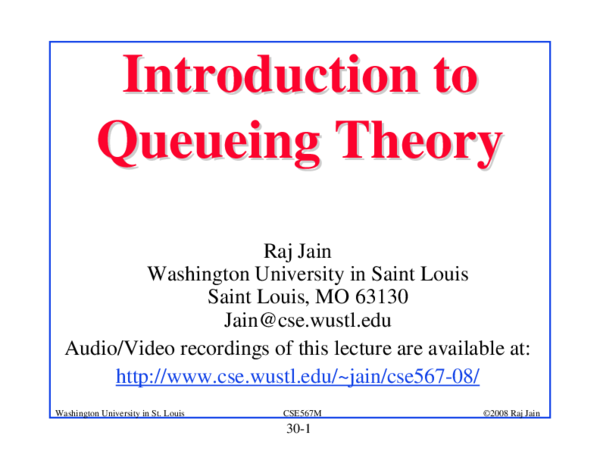 (PDF) Introduction to Queueing Theory