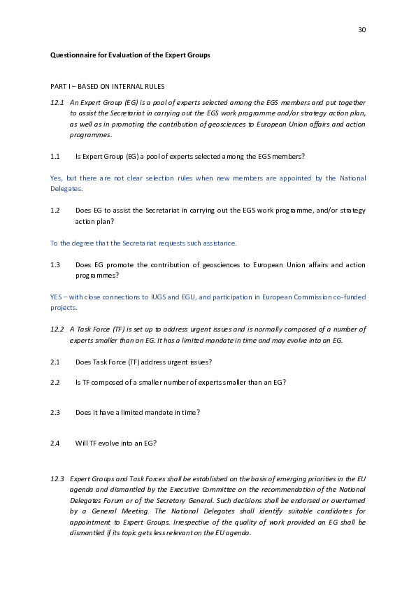 (DOC) Questionnaire for Evaluation of the Expert Groups PART I – BASED ...