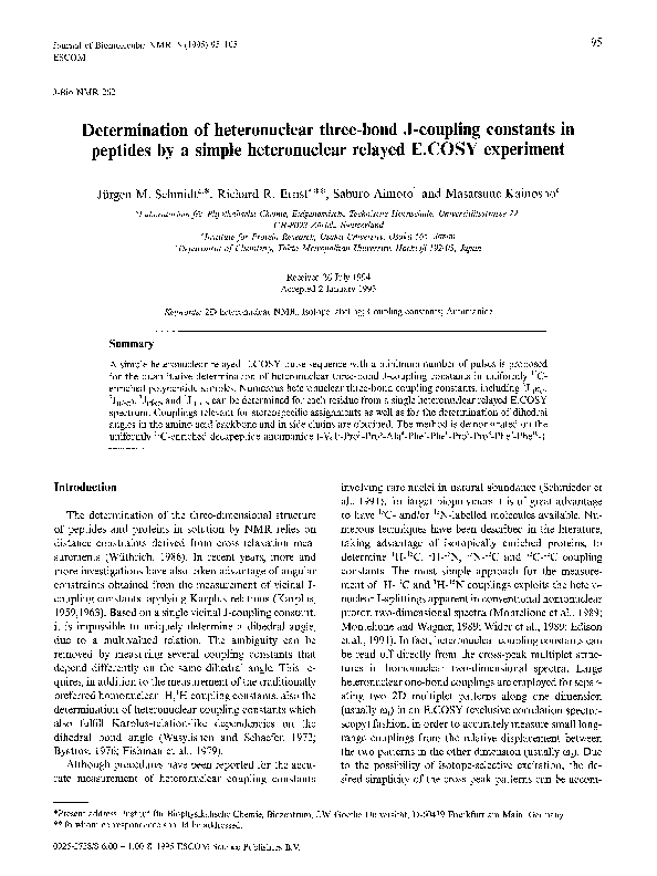 (PDF) Determination of heteronuclear three-bond J-coupling constants in ...