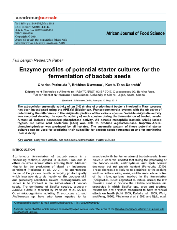 (PDF) African Journal of Food Science Enzyme profiles of potential ...