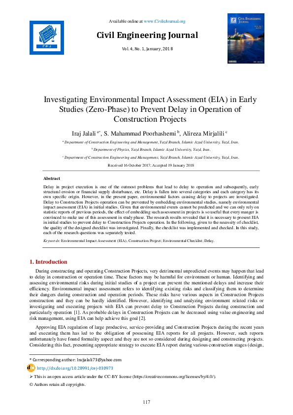 (PDF) Investigating Environmental Impact Assessment (EIA) in Early ...