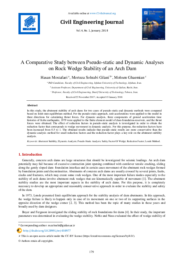 (PDF) A Comparative Study between Pseudo-static and Dynamic Analysis on Rock Wedge Stability of ...