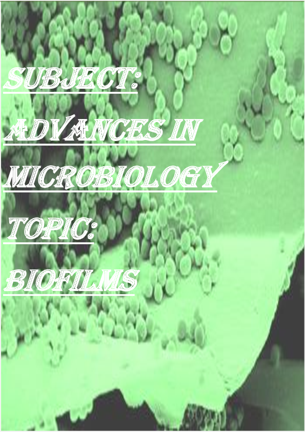 (DOC) TOPIC: BIOFILMS:Types of microorganisms, molecular aspects and ...